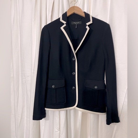 rag & bone | Jackets & Coats | Rag Bone Navy Blue With White Piping ...